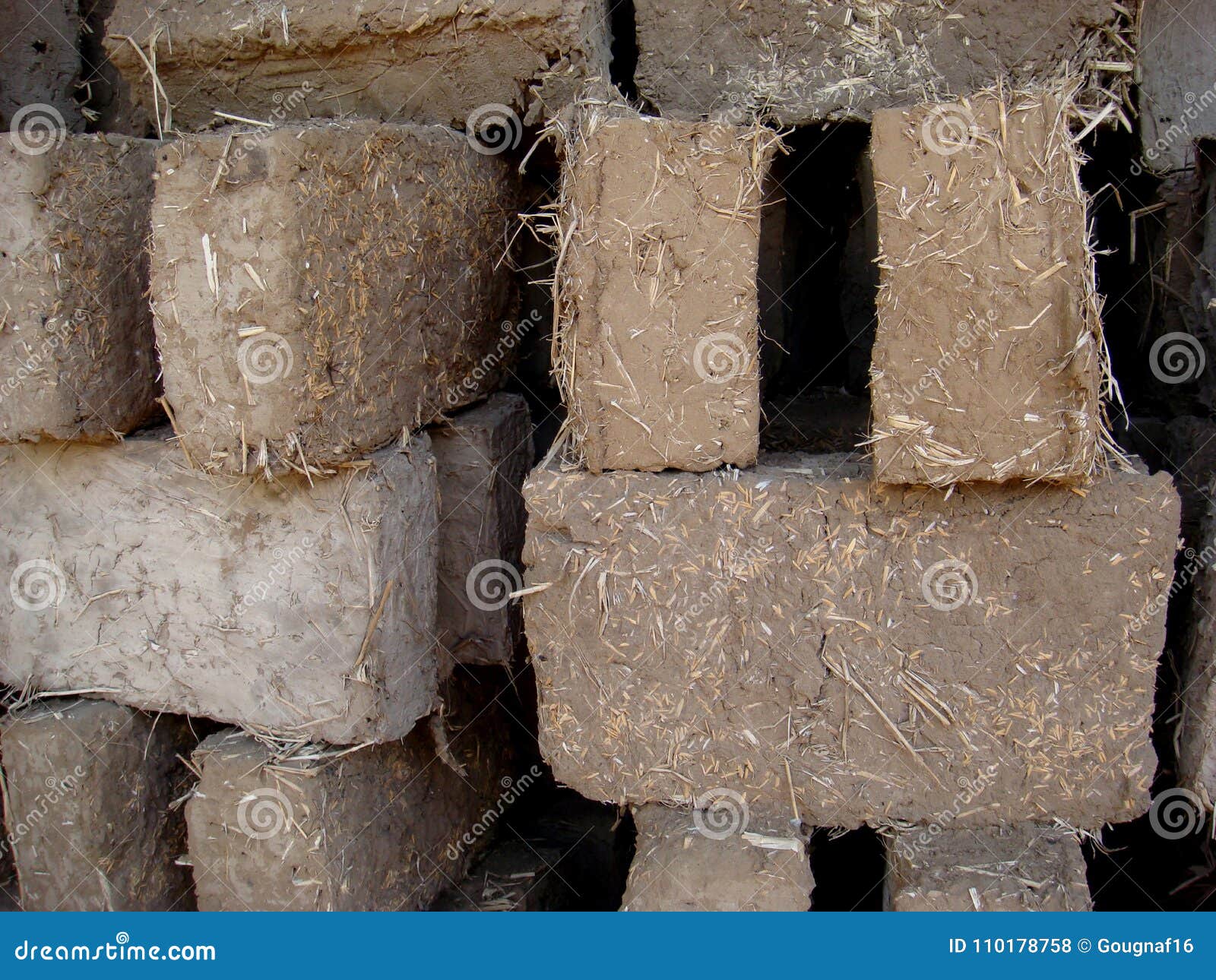 Mud bricks in Thailand stock photo. Image of architecture - 110178758