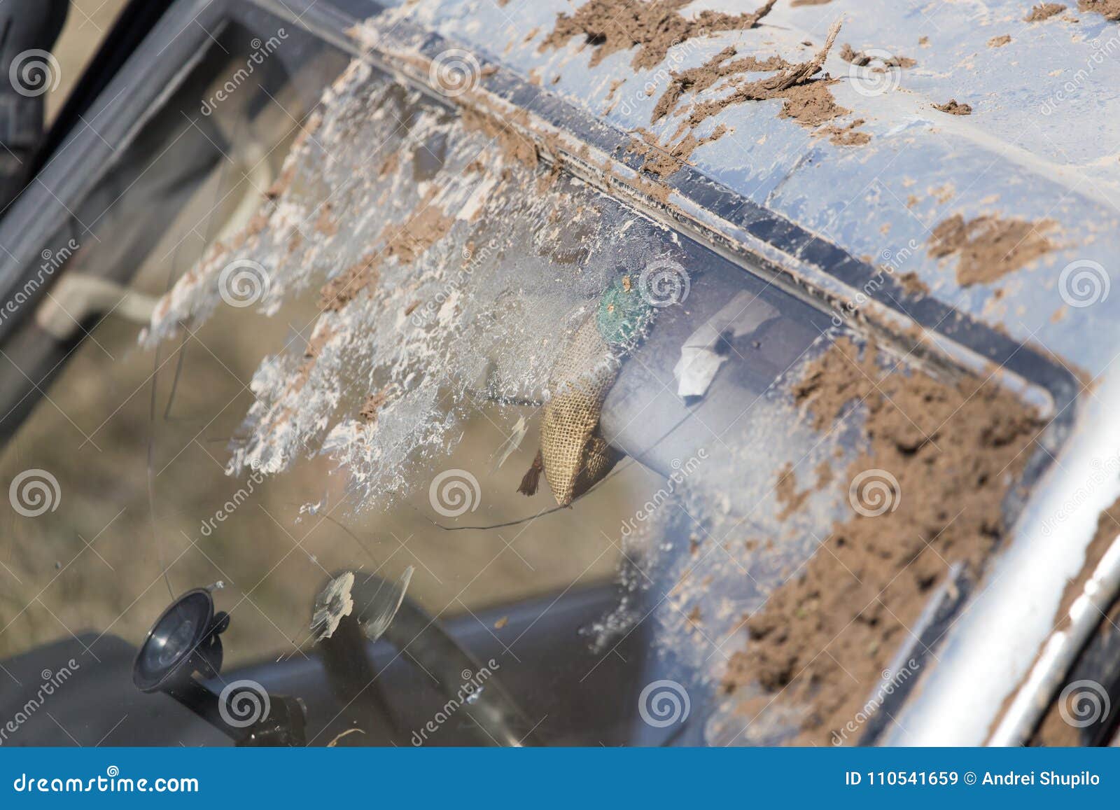 Mud on the car glass stock image. Image of windshield - 110541659