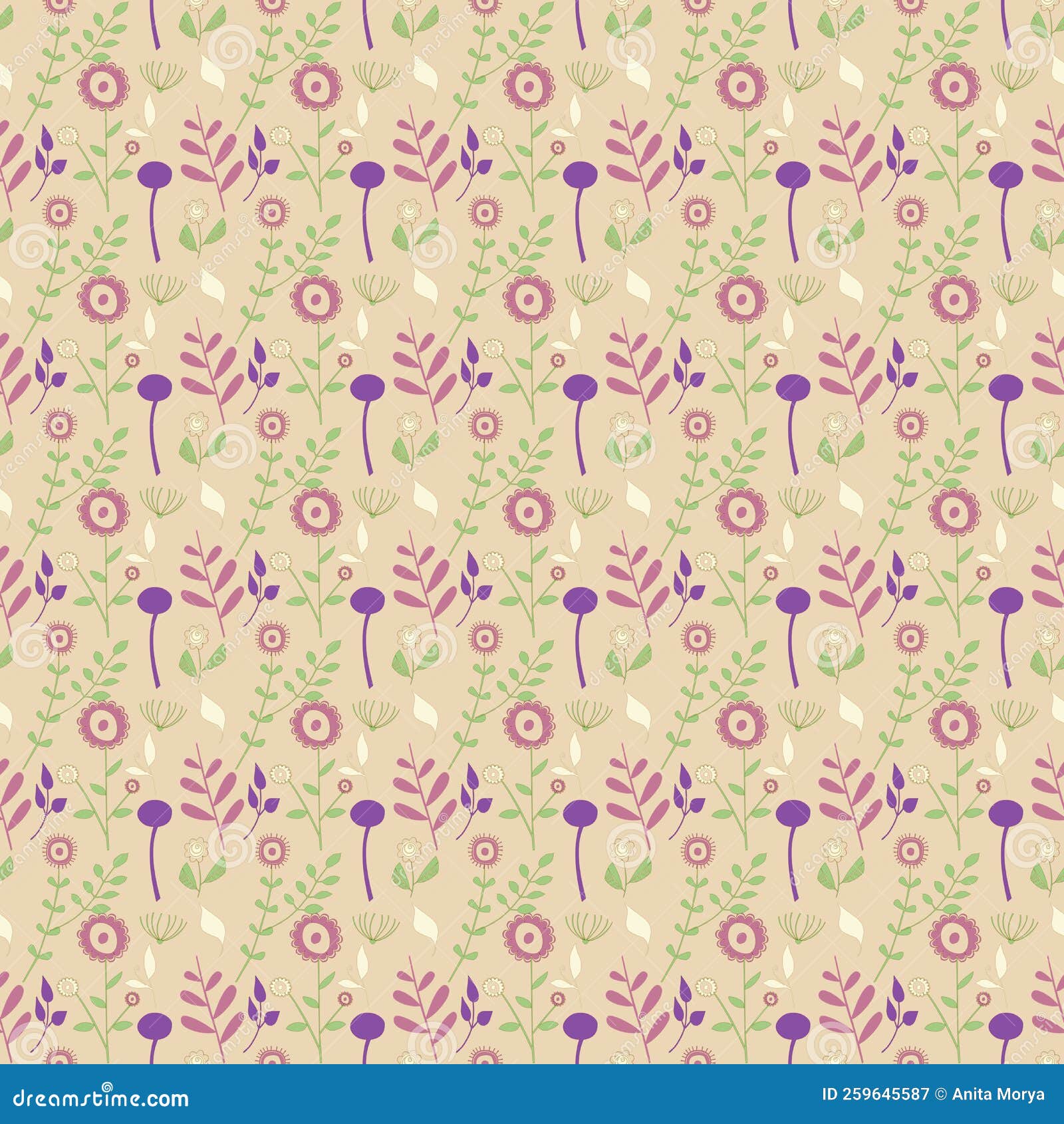 Mud Color Floral Shape Seamless Dark Background Stock Illustration ...