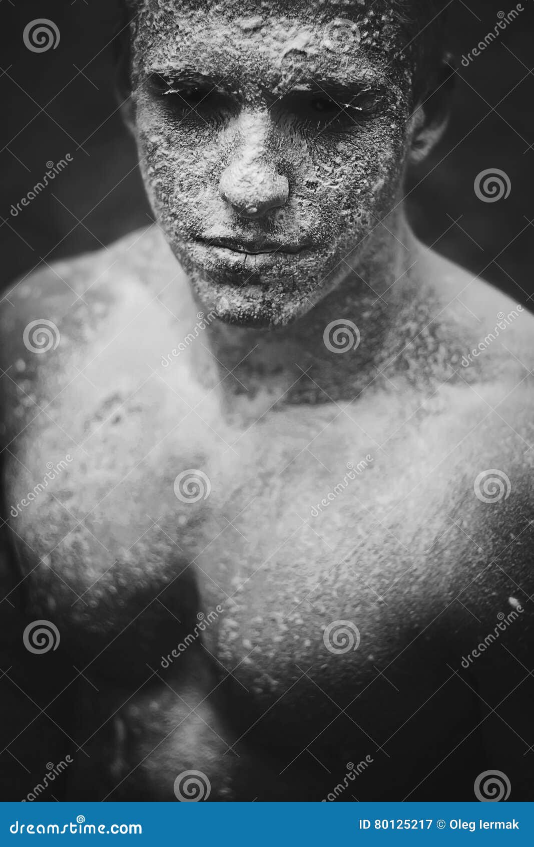 Mud dirty face man stock image. Image of close, fantasy - 80125217
