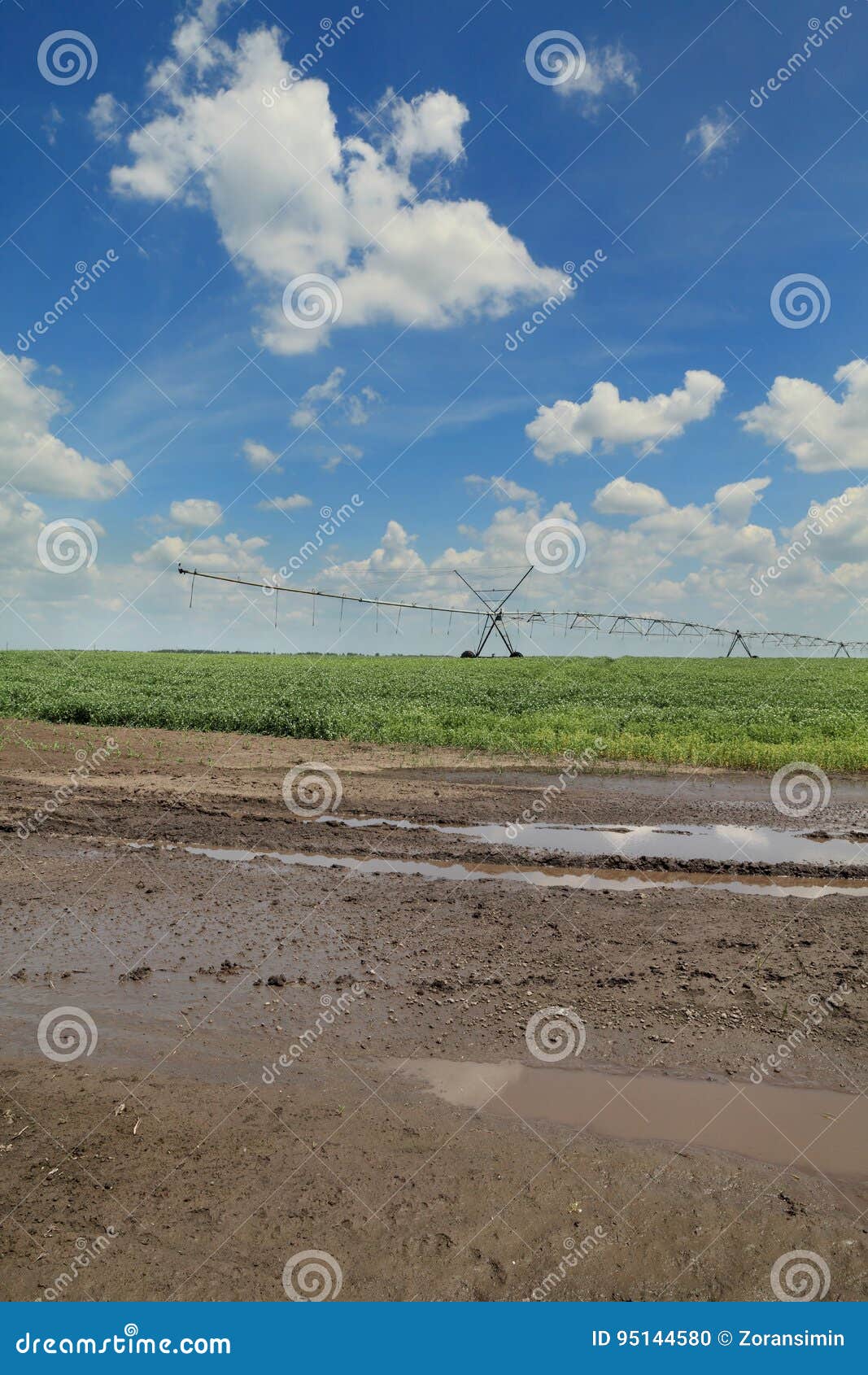 Mud in Field with Watering System Stock Photo - Image of equipment ...