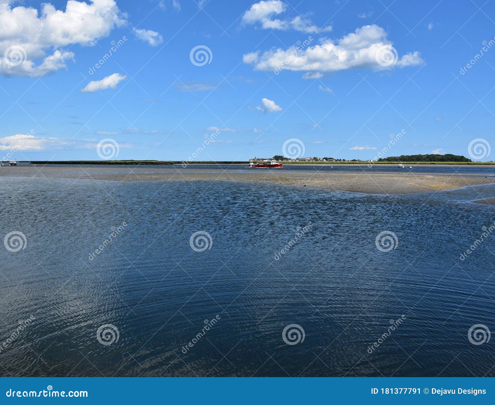 Mud Flats and Sand Bar in a Tidal River Stock Image - Image of spring ...