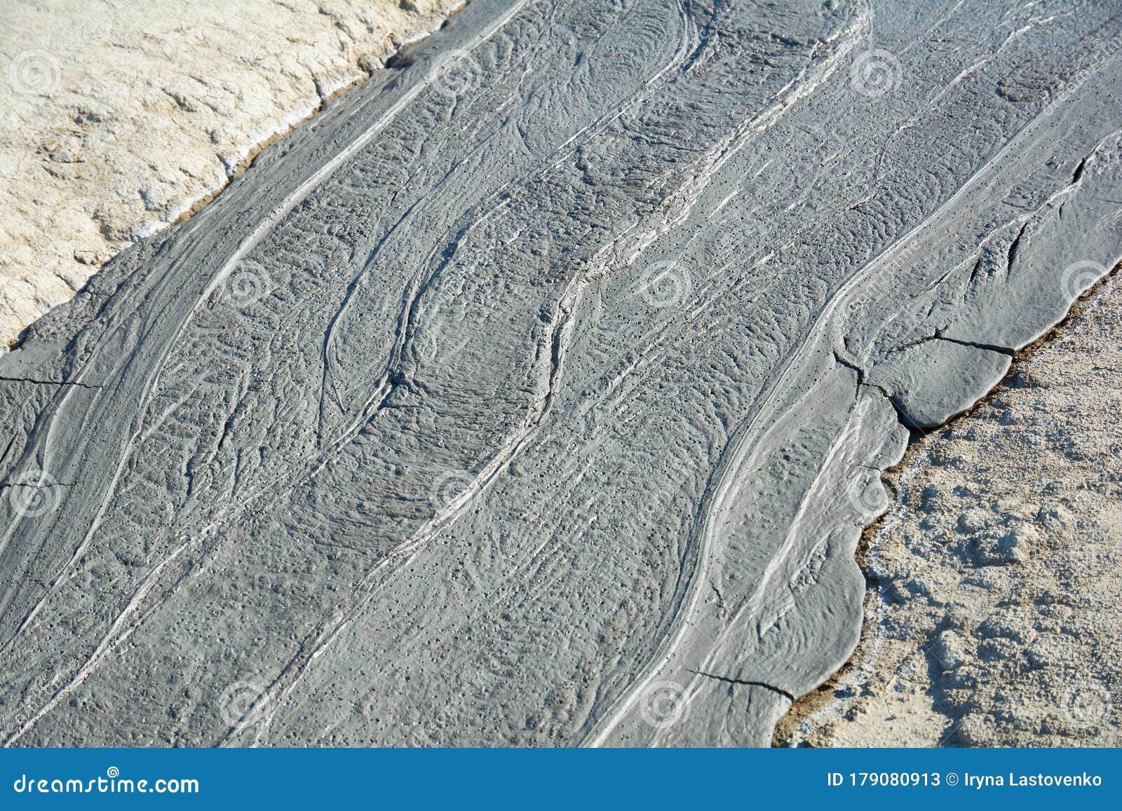 Mud Flow from a Mud Volcano. Cracked Mud Surface. Mudflow Texture with ...
