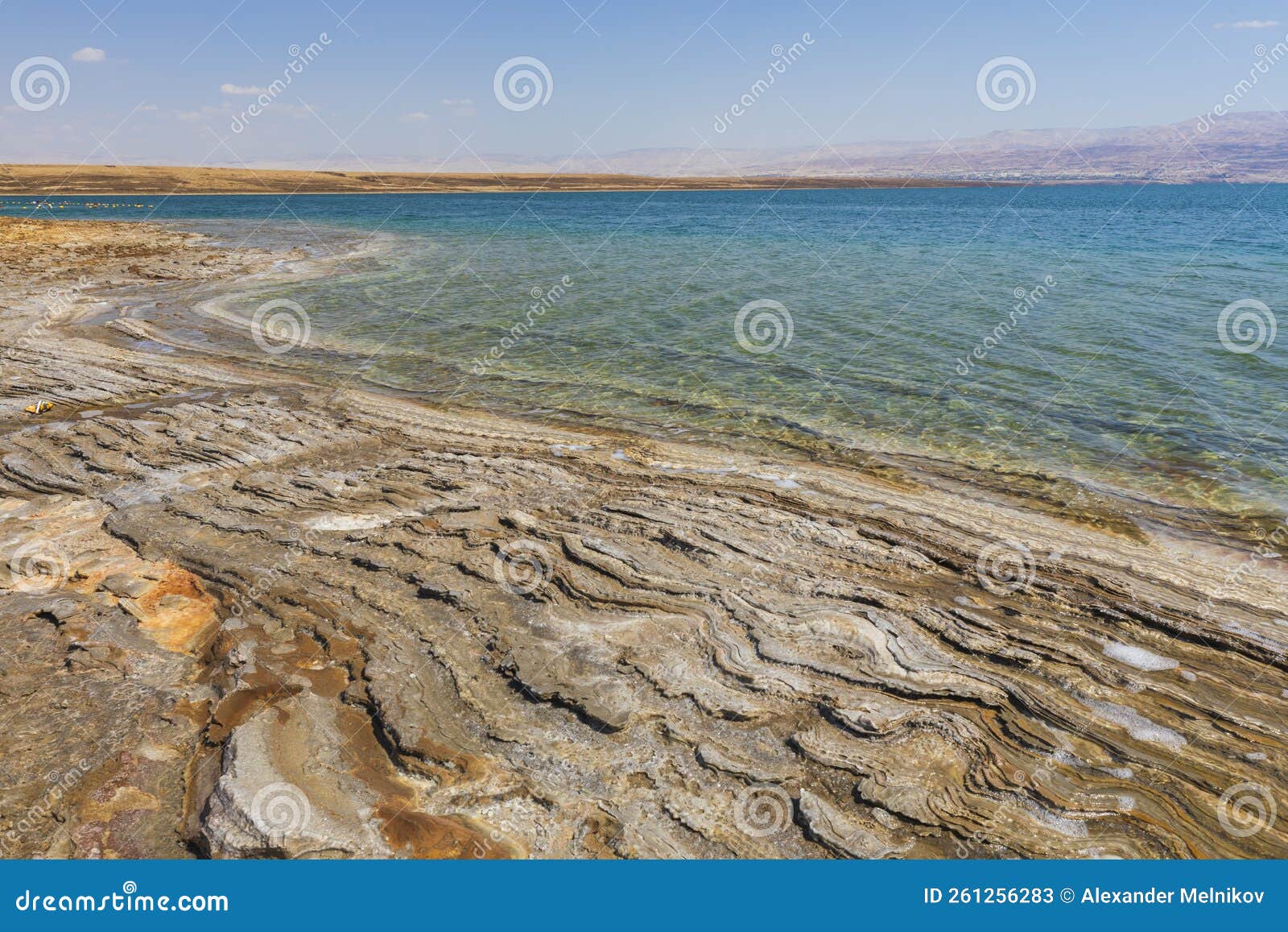 Mud and Layers of Salt on the Coast of the Dead Sea in Israel Stock ...
