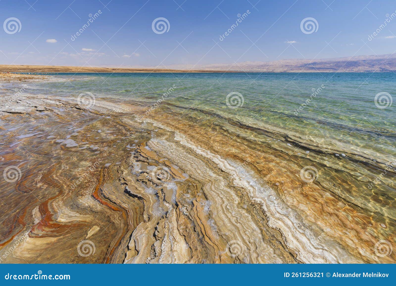 Mud and Layers of Salt on the Coast of the Dead Sea in Israel Stock ...