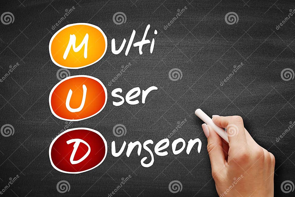 MUD Multi User Dungeon, Technology Business Concept on Blackboard Stock ...