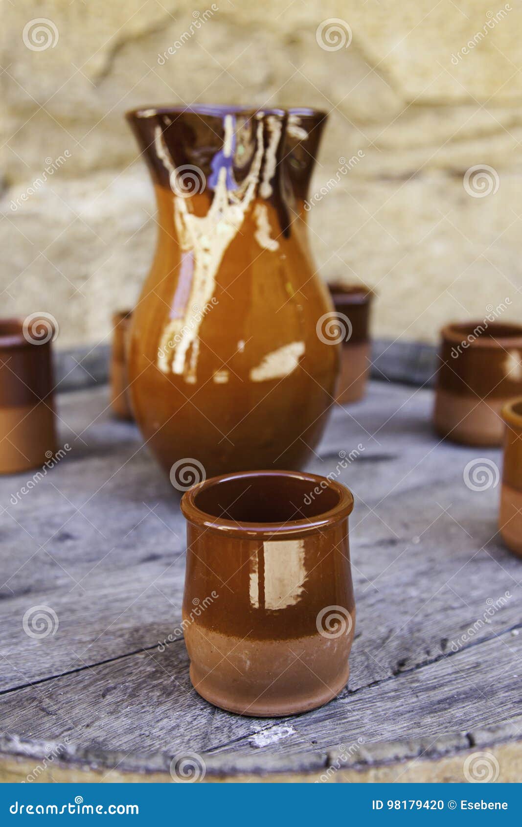 Mud Pitcher and Glasses for Drinks Stock Photo - Image of master ...