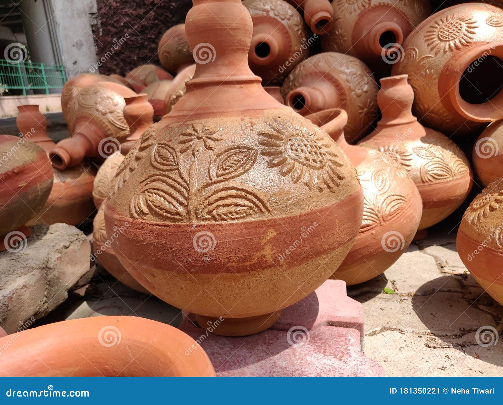 Mud Pot Close Up View, Design on it, Object, Outdoor Stock Image ...