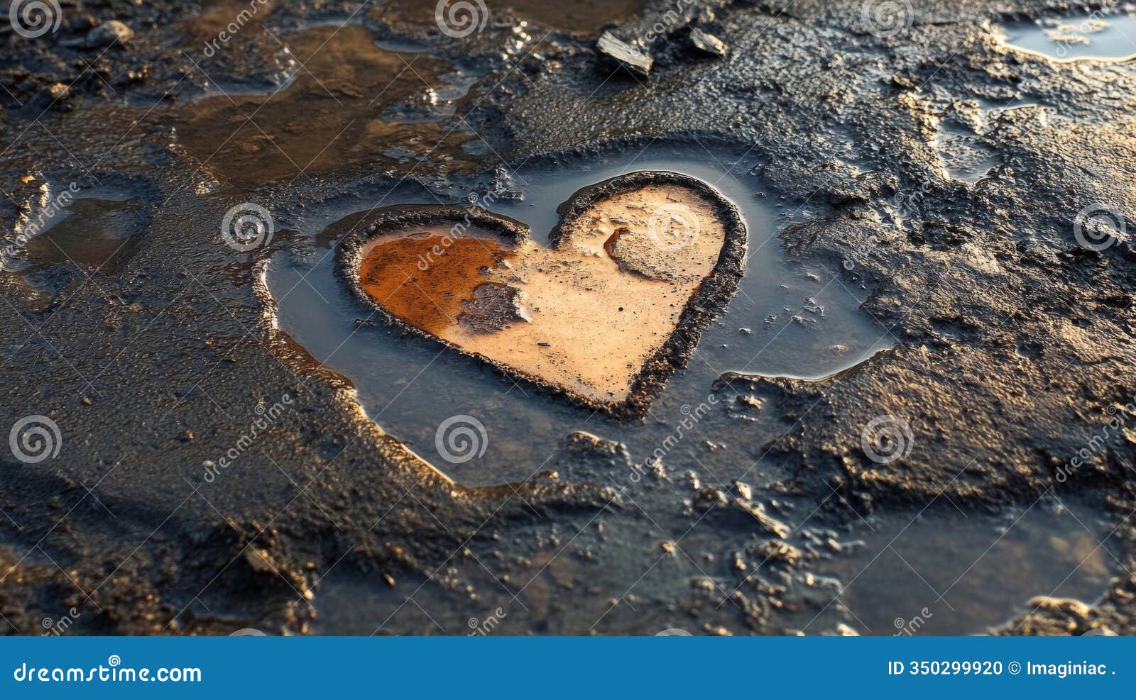 Mud Puddle Heart Shaped Water Reflection Stock Illustration ...
