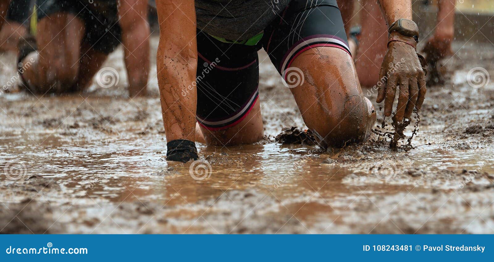 Mud race runners stock image. Image of obstacle, race - 108243481