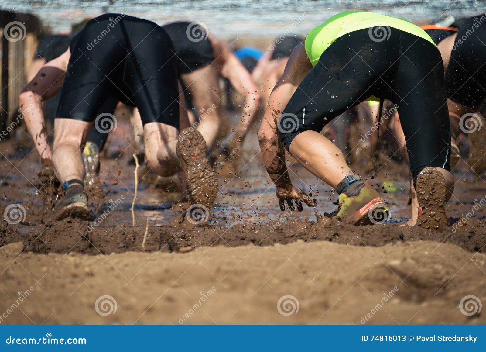 Mud race runners stock image. Image of race, obstacle - 74816013
