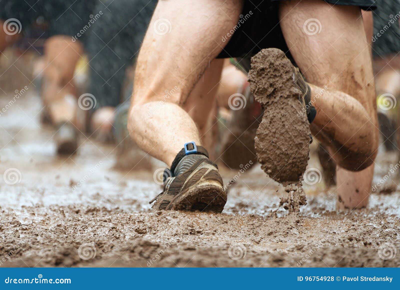 Mud race runners stock photo. Image of dirty, barbed - 96754928