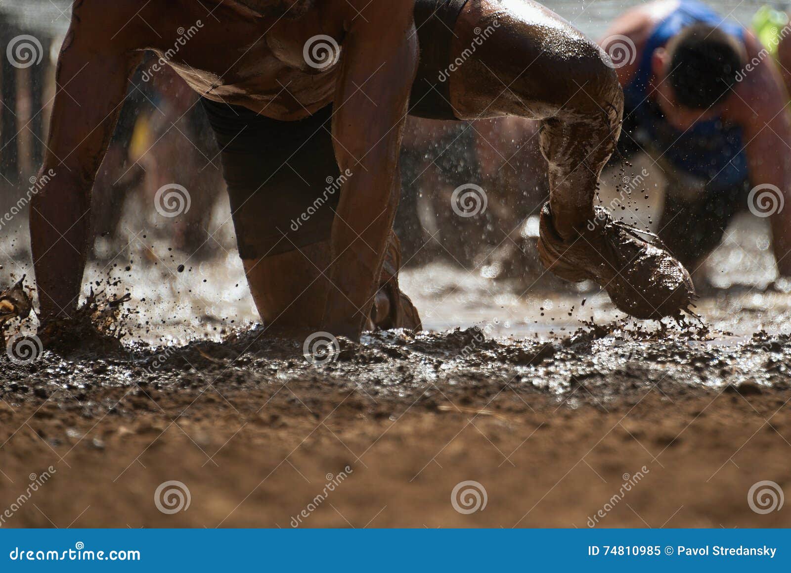 Mud race runners stock image. Image of muddy, outdoors - 74810985