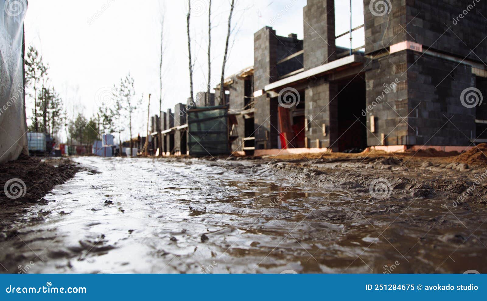 Mud and Slush on the Construction Site of Designer Private Homes Stock ...
