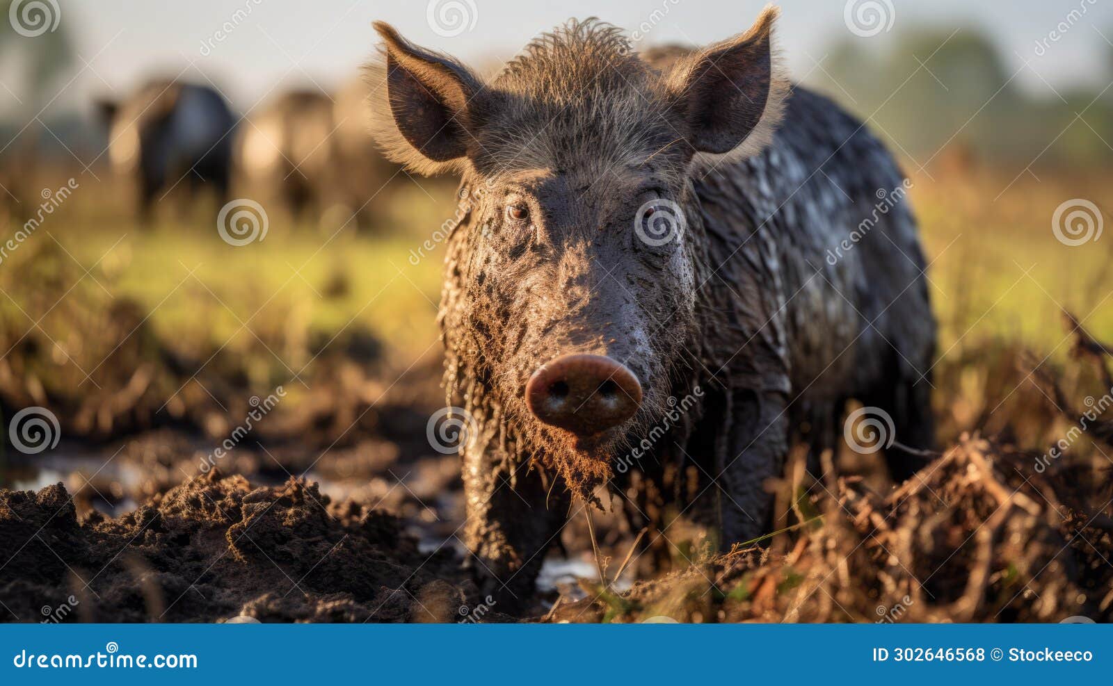 Mud Soaked Boar: a Captivating Image of Nature S Playfulness Stock ...