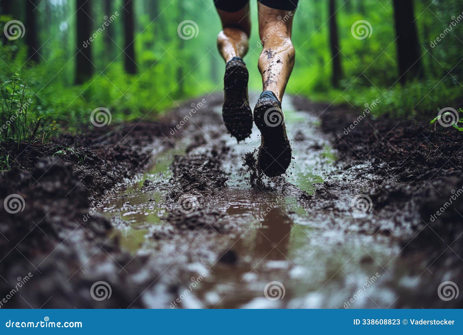 Mud-Splattered Feet of a Runner on a Trail Stock Illustration ...