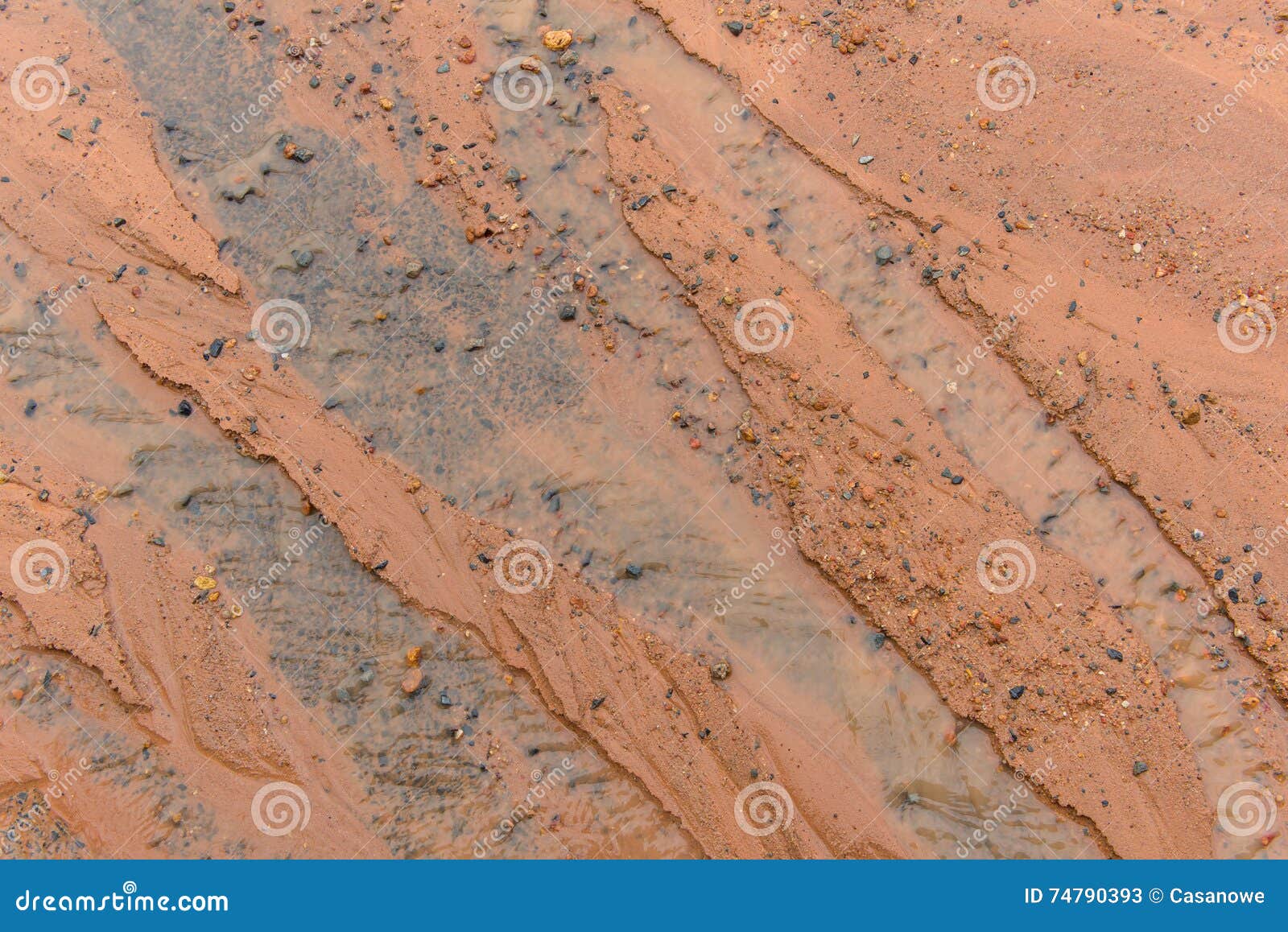 Mud and Stone in Water As it Flows Away on Road at Raining Day Stock ...