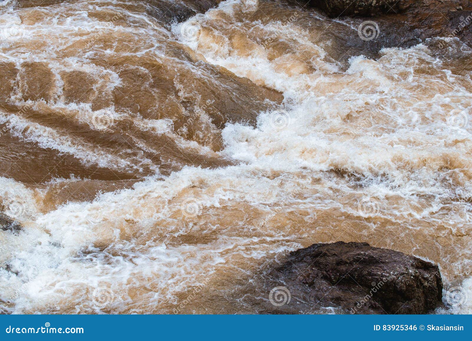 Mud Water Flow through Rock River Stock Photo - Image of fast, rain ...