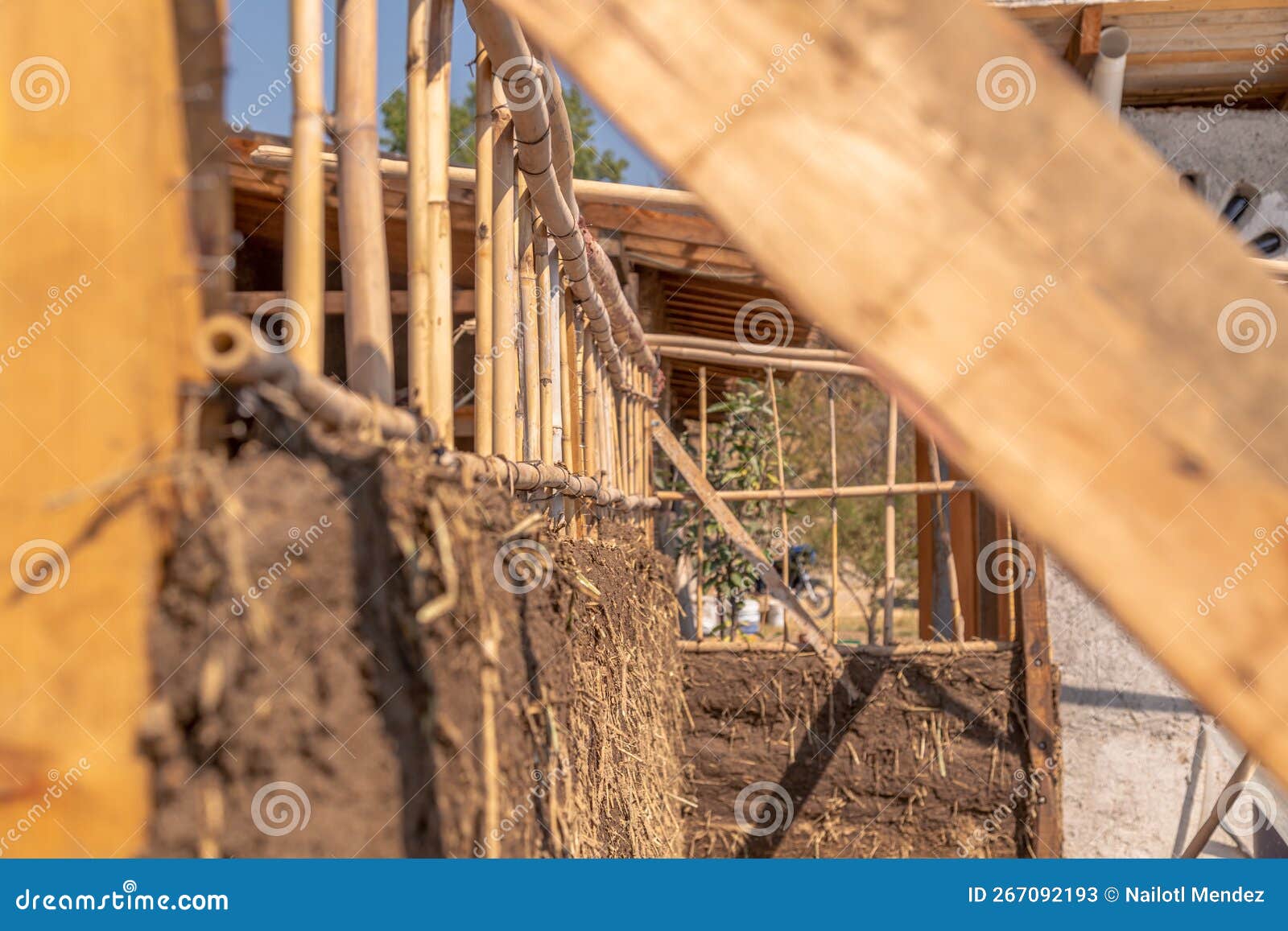 Mud and Wood Wall with Bioconstruction Technique Stock Image - Image of ...