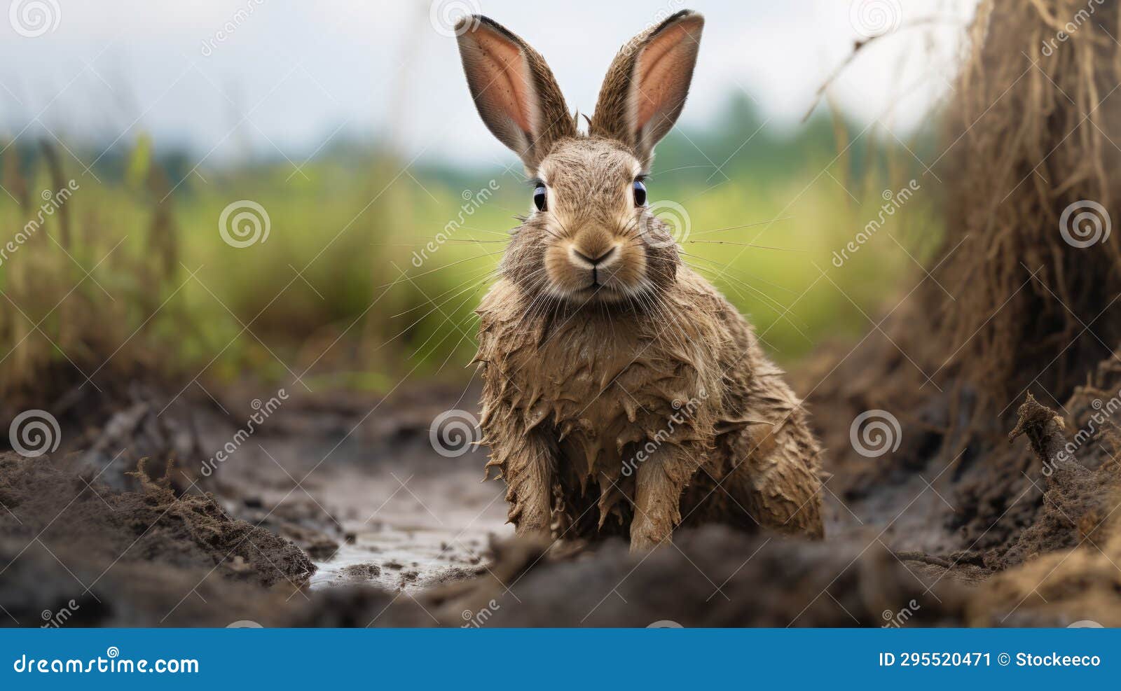 Muddy Bunny in the Savannah Meadow Stock Illustration - Illustration of ...