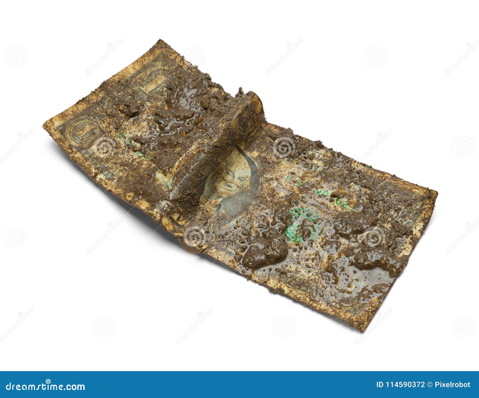 Muddy Dollar stock photo. Image of cash, single, muddy - 114590372