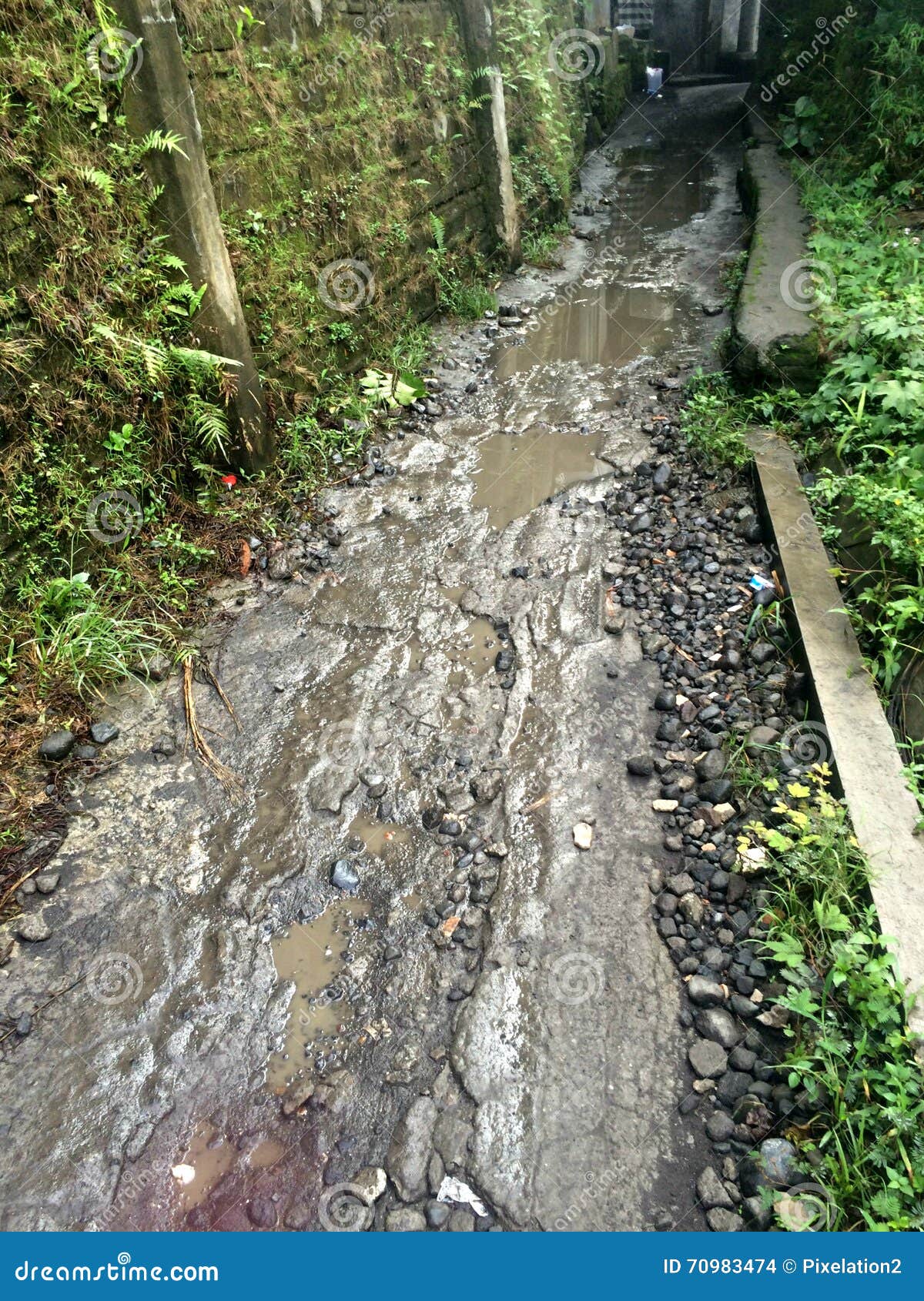 Muddy footpath stock photo. Image of stony, empty, rocks - 70983474