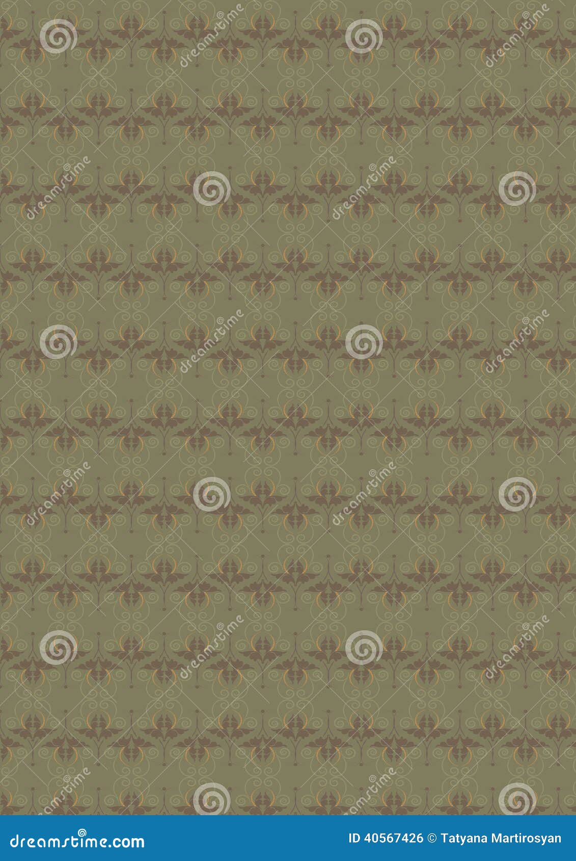 Muddy Green Floral Classic Seamless Pattern Stock Illustration ...