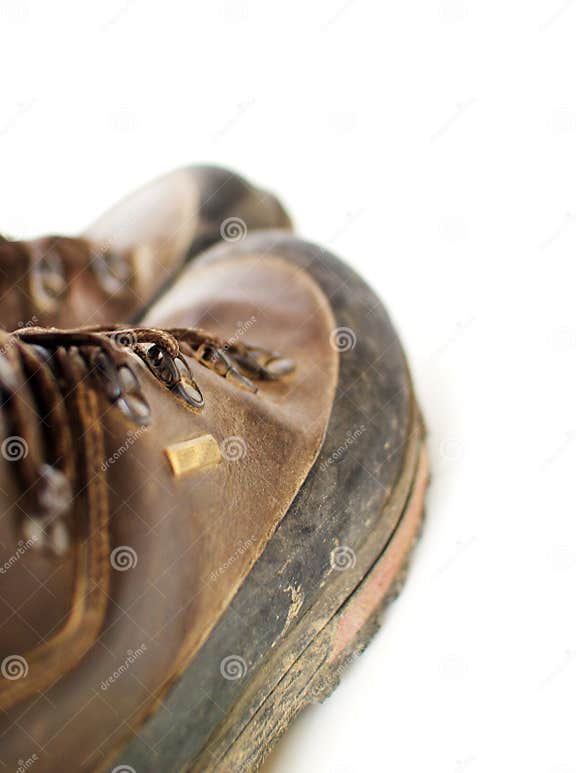 Muddy leather boots stock photo. Image of white, isolated - 5868362