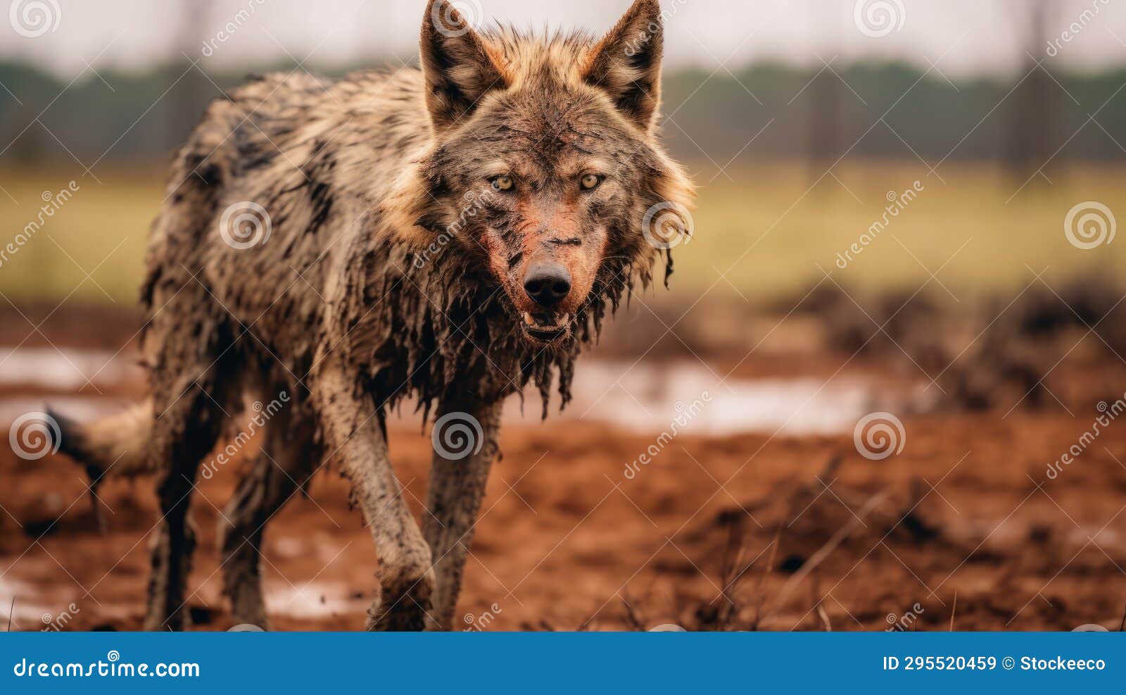 Muddy Lone Wolf: a Powerful Portrait of Nature S Resilience Stock ...