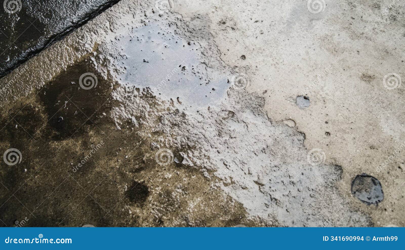 Muddy Puddle on a Concrete Surface after Rain Stock Illustration ...