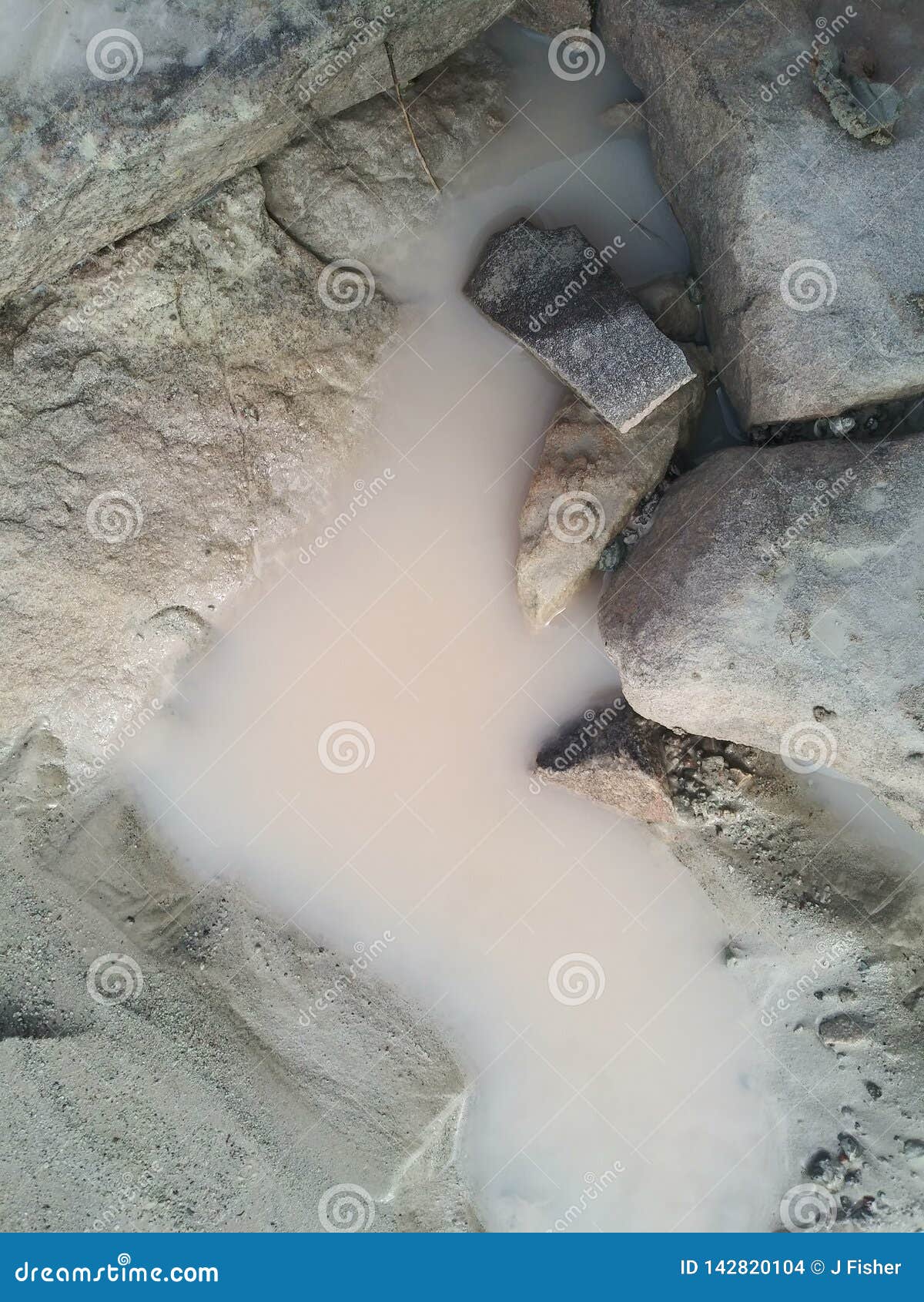 Muddy puddle with rocks stock photo. Image of water - 142820104