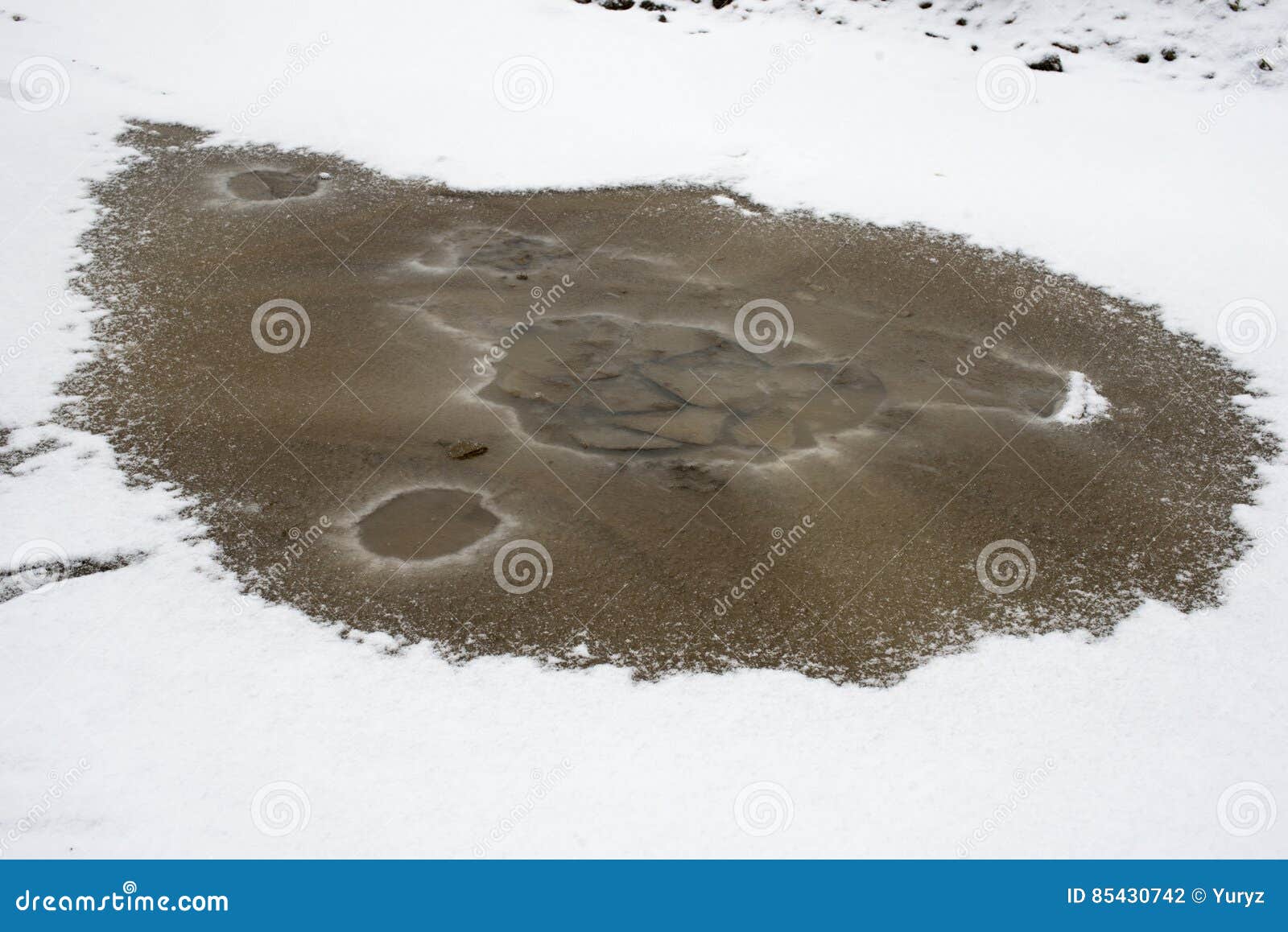 Muddy puddle by winter stock photo. Image of dirt, brown - 85430742