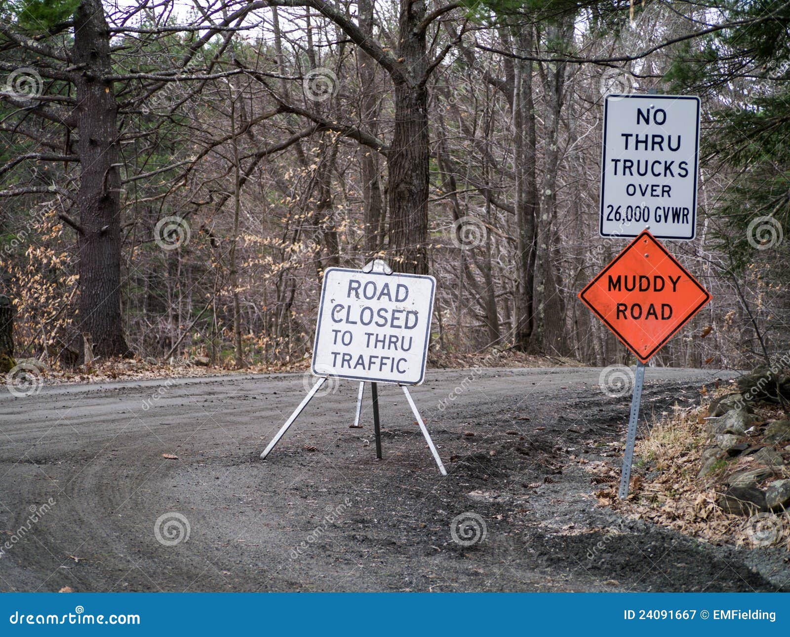 Muddy Road Closed in Spring Thaw Stock Image - Image of closed, detour ...