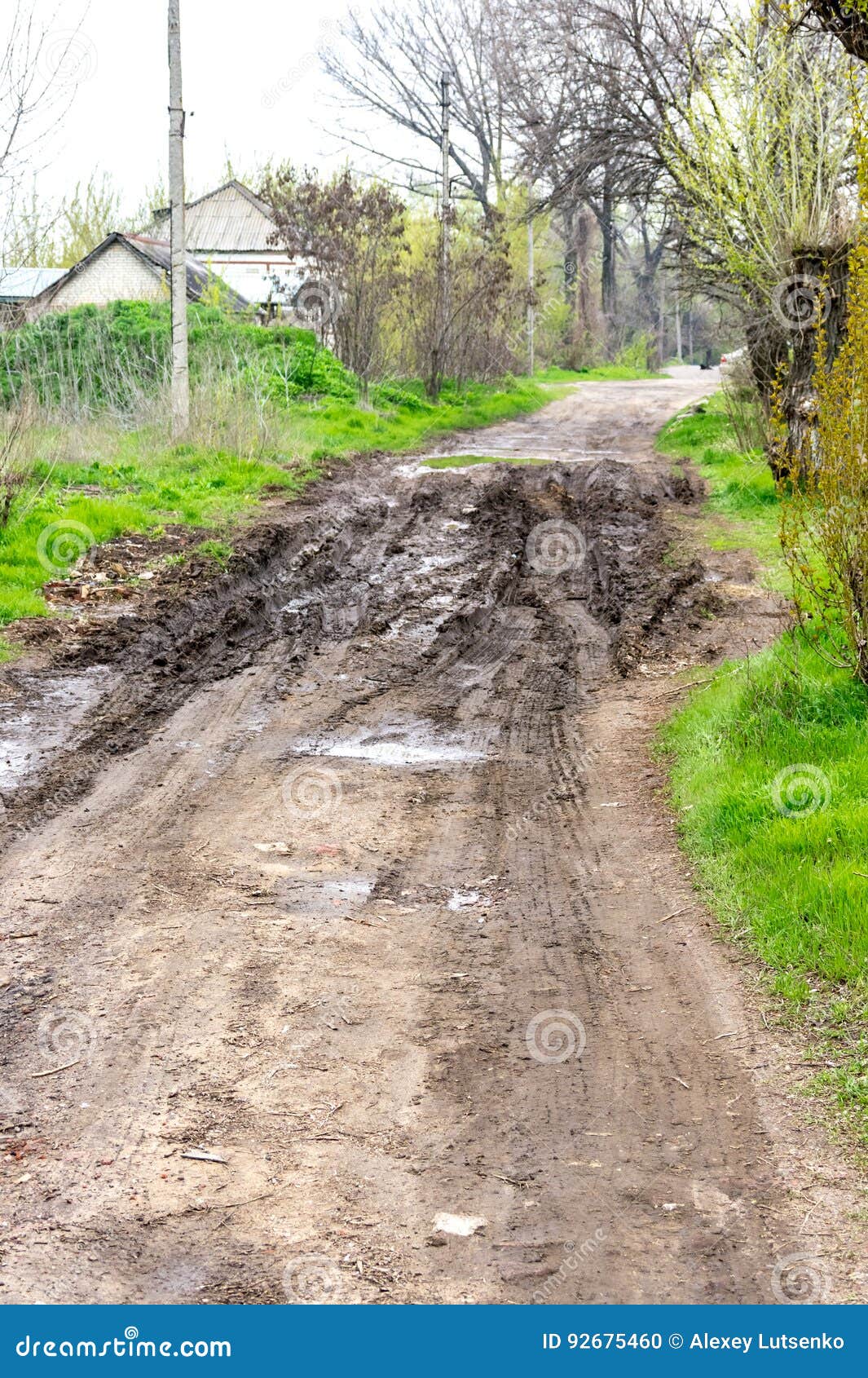 Muddy road stock photo. Image of track, soil, line, tracks - 92675460