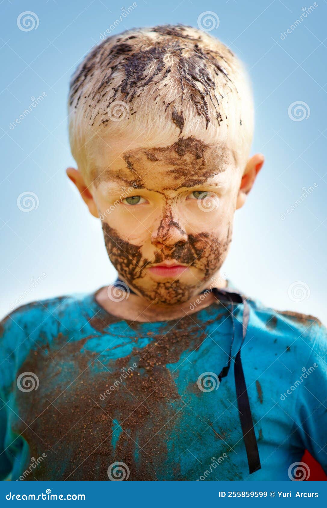 A Muddy Superhero. a Little Boy Dressed As a Superhero and Covered in ...