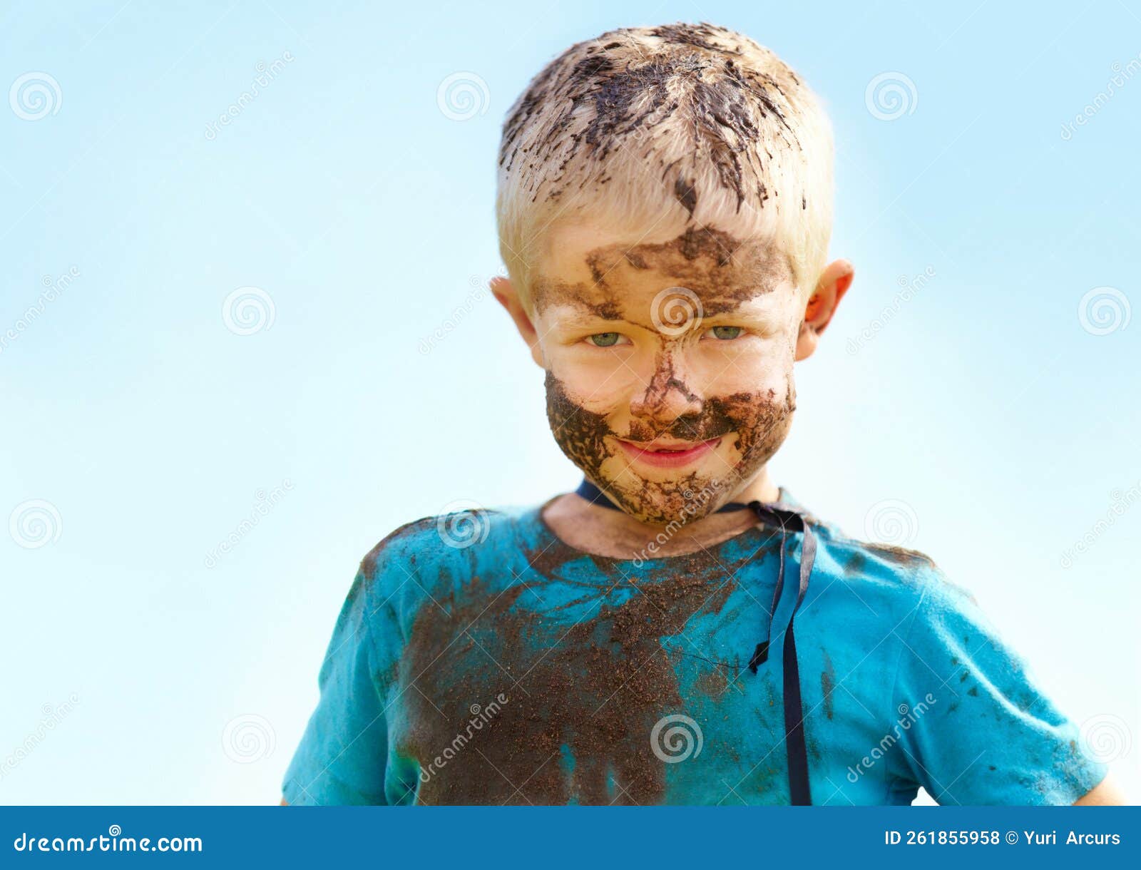 A Muddy Superhero. a Little Boy Dressed As a Superhero and Covered in ...