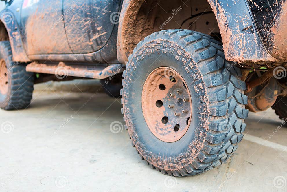 Muddy wheel stock photo. Image of stunt, rally, dirt - 43755836