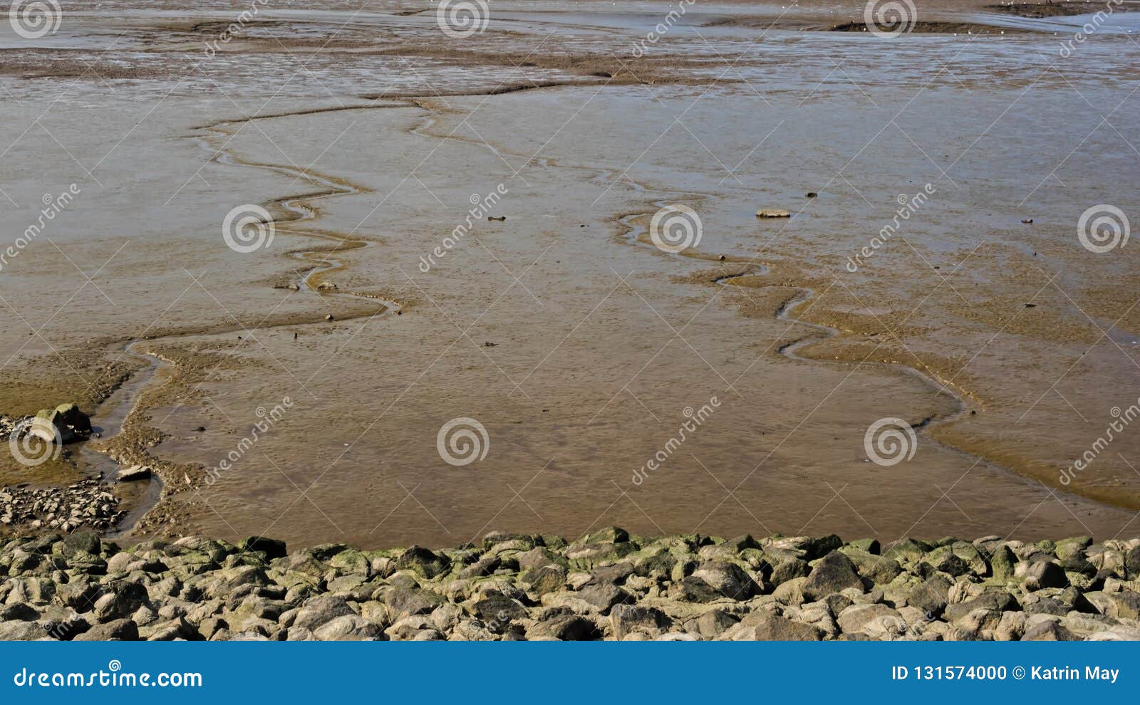 Mudflat in the Mouth of River Weser at Low Tide Stock Photo - Image of ...