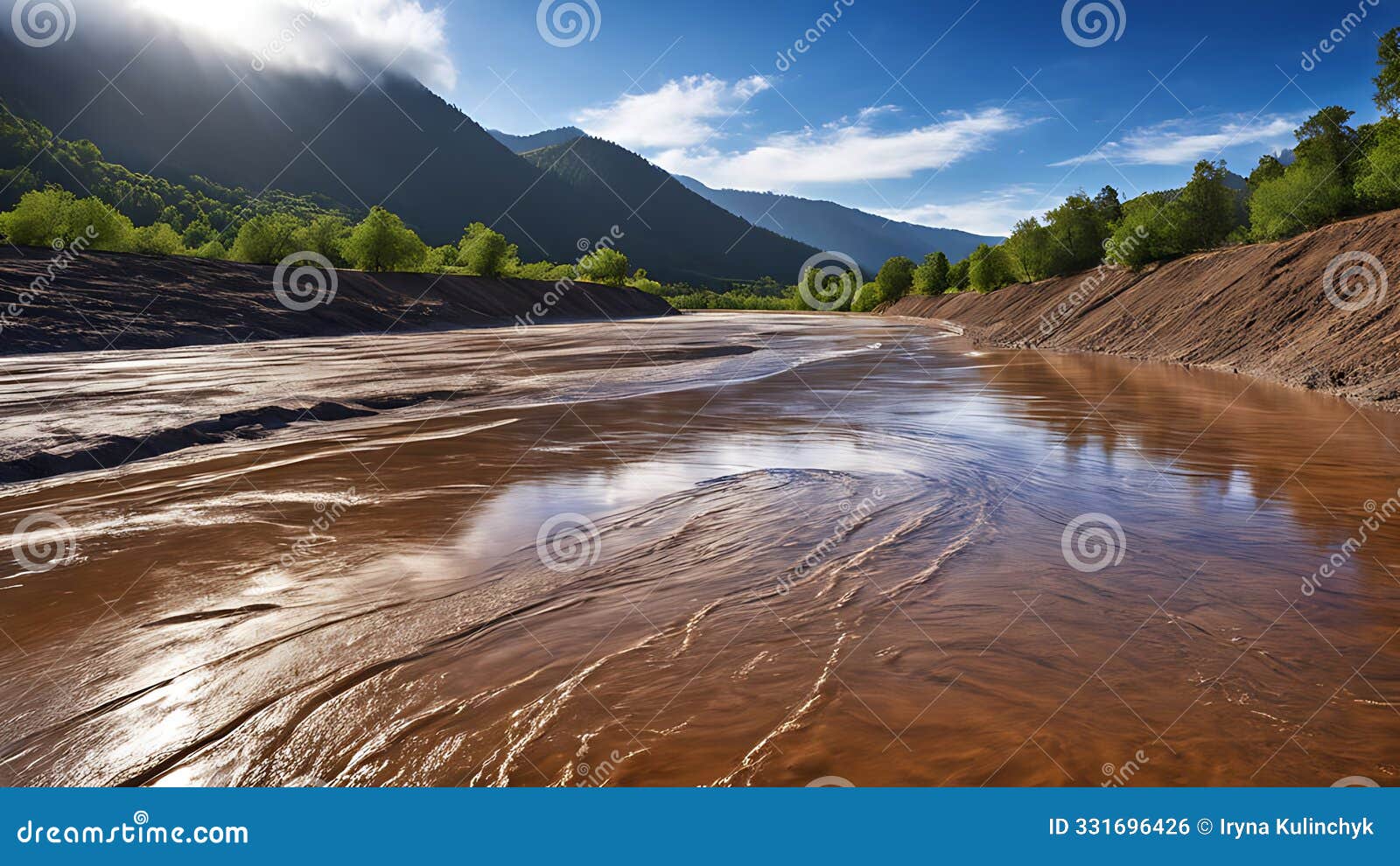 Mudflow, Riverbed Stream Consisting of a Mixture of Water and Rock ...