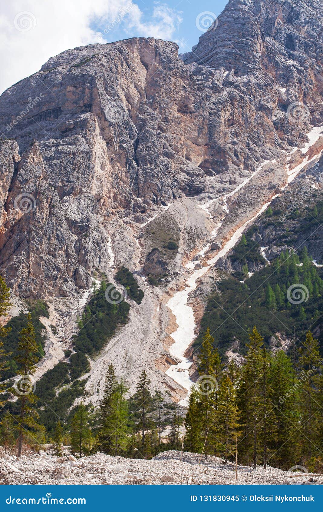 Mudflow with Snow High in the Alpine Mountains Stock Image - Image of ...