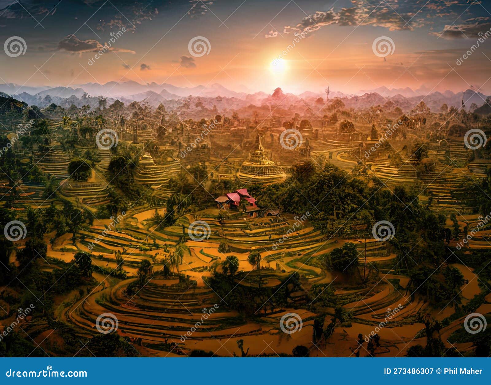 Mudon, Mon State, Myanmar. Generative AI. Stock Illustration ...