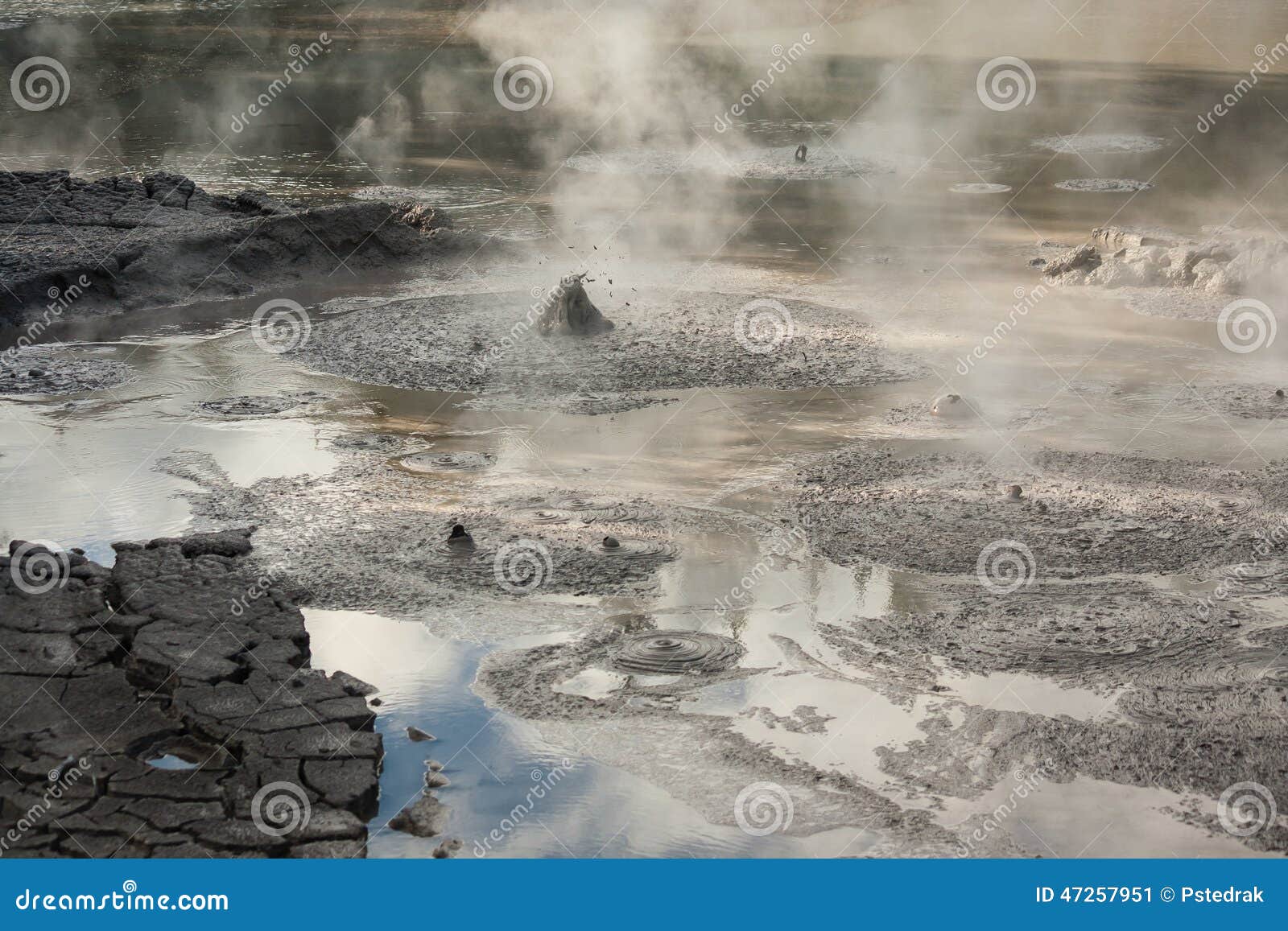 Mudpot with Boiling Mud in Waimangu Stock Image - Image of geothermal ...