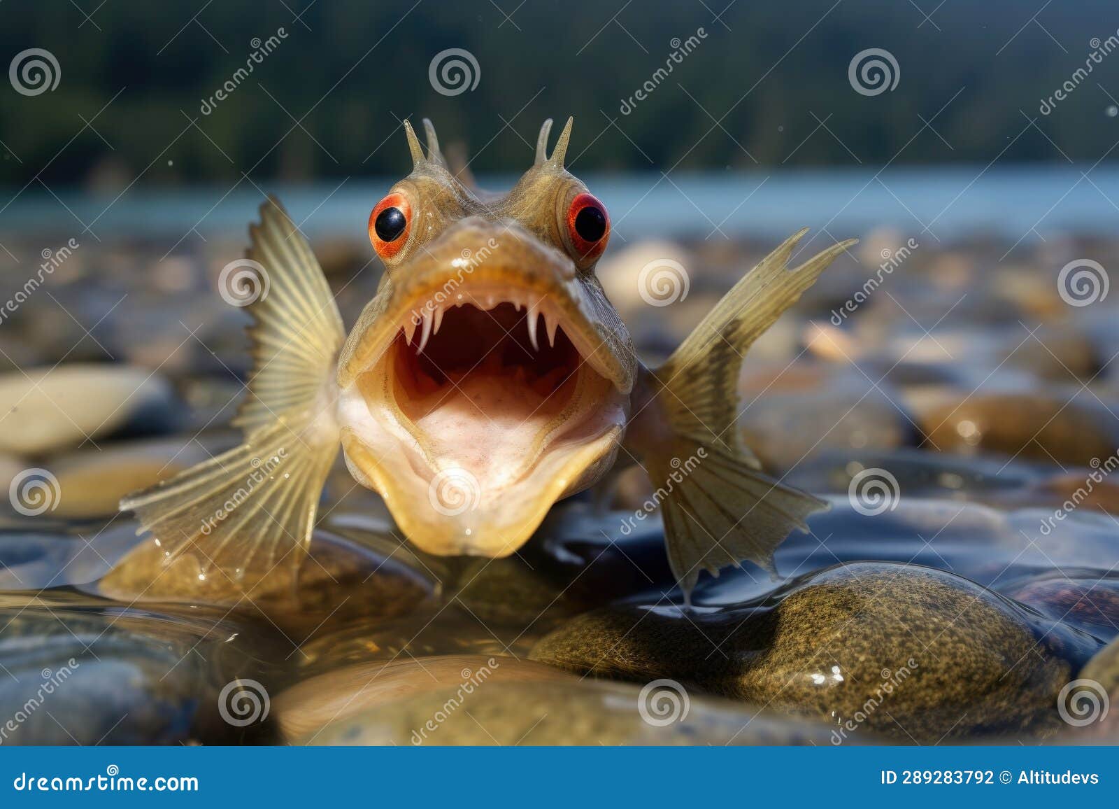 Mudskipper with Open Mouth Displaying Its Gills Stock Photo - Image of ...