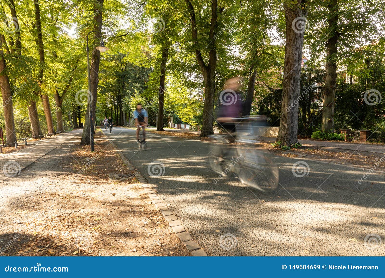 Muenster Promenade with Bikes and Motion Blur Stock Image - Image of ...