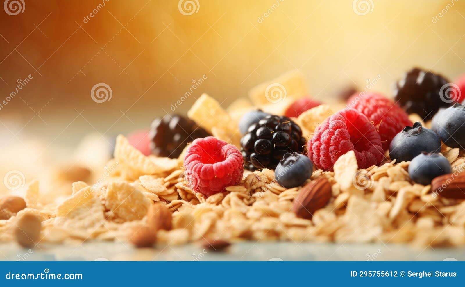 Muesli with Berries and Nuts on a Table, AI Stock Photo - Image of ...
