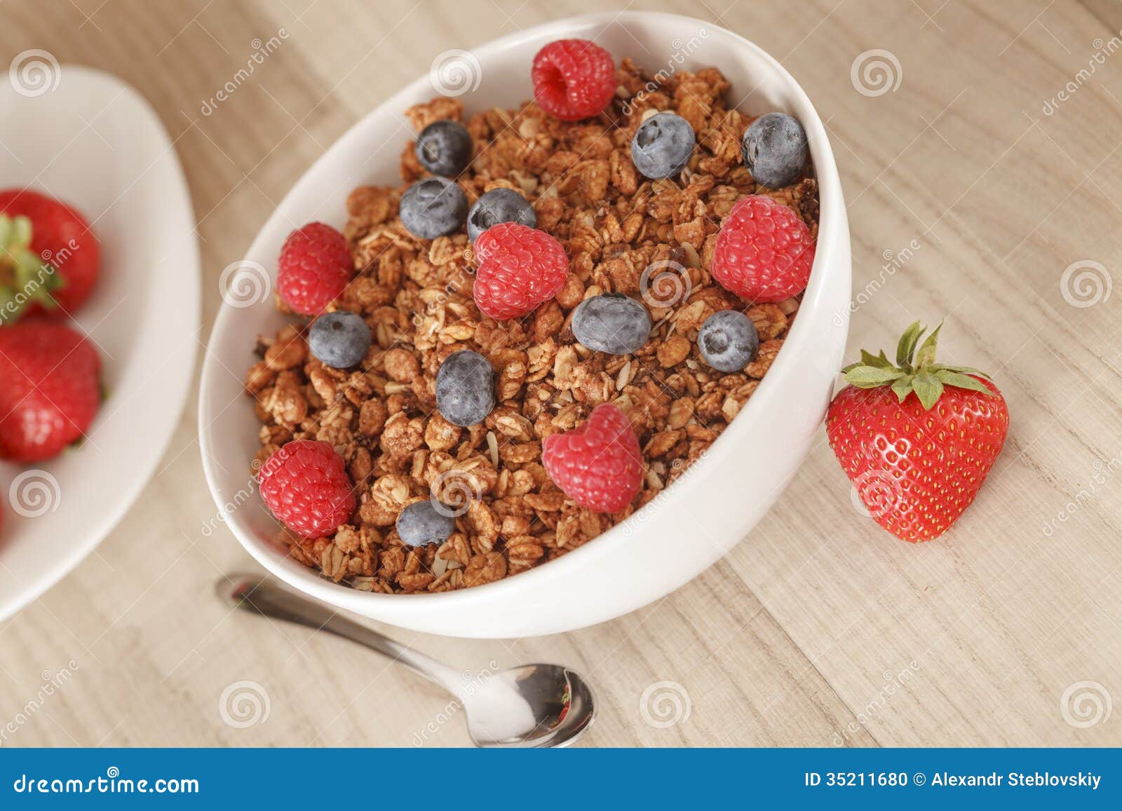 Muesli with berries stock photo. Image of fruit, milk - 35211680