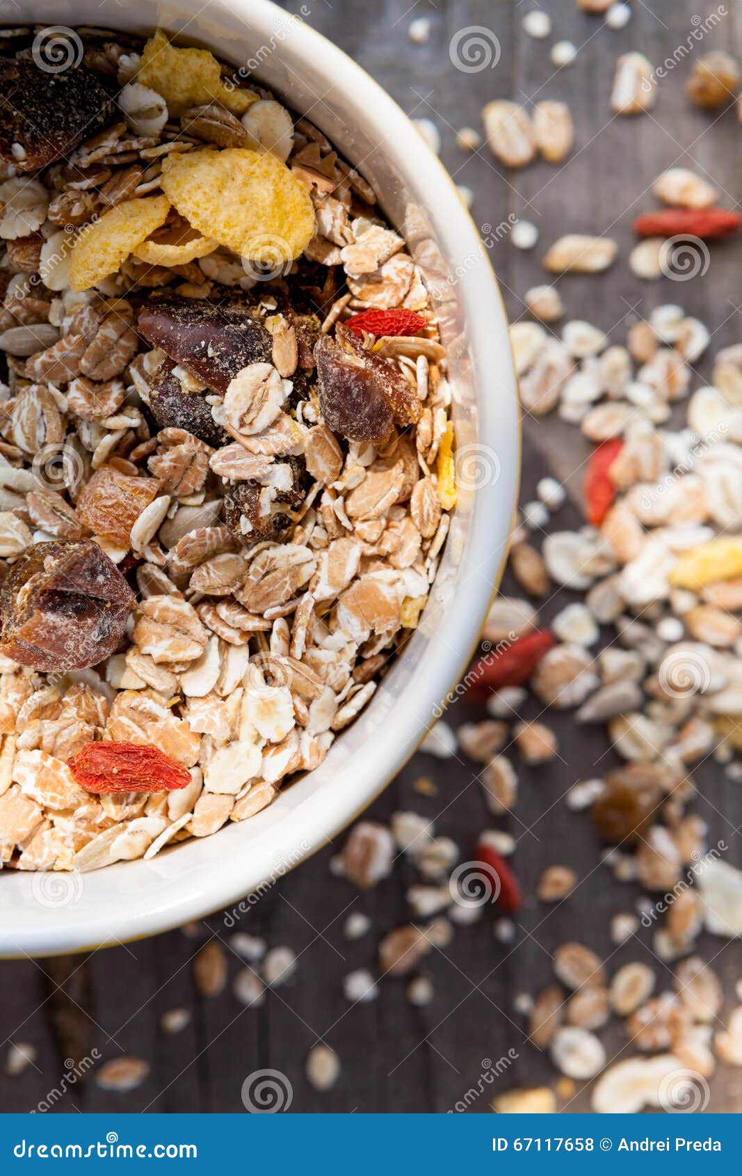 Muesli in bowl stock photo. Image of drink, bran, closeup - 67117658