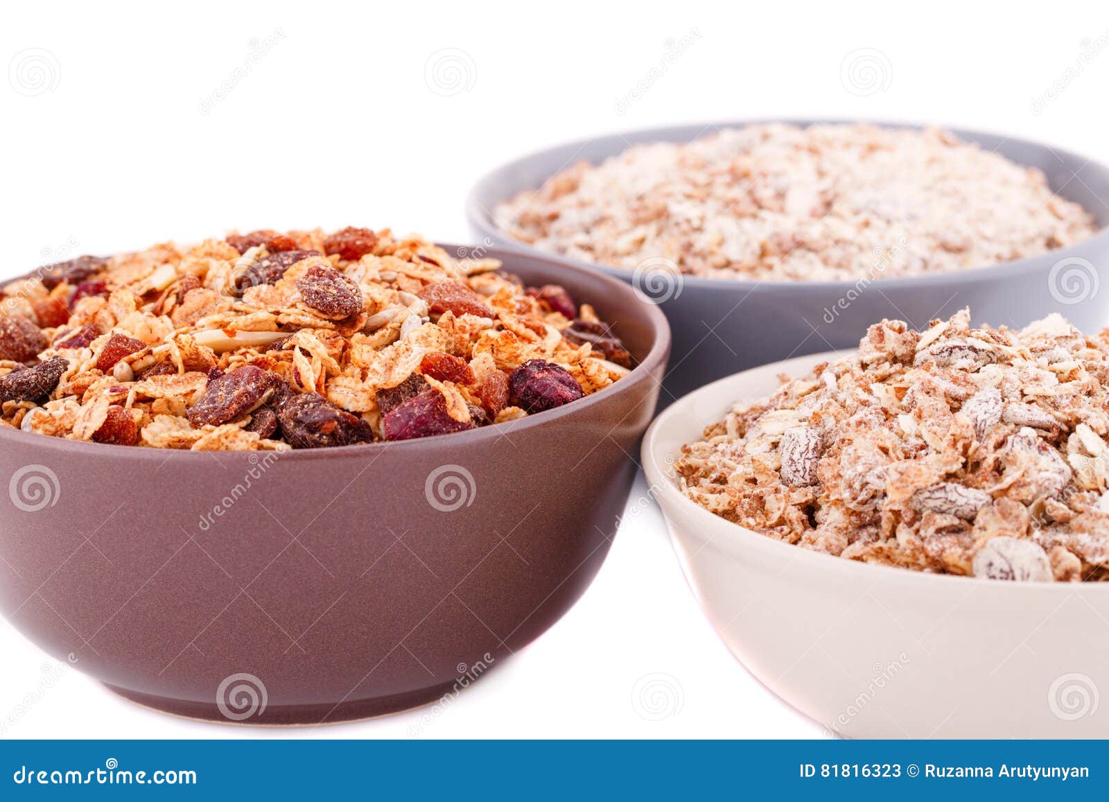 Muesli in the bowls stock image. Image of agriculture - 81816323