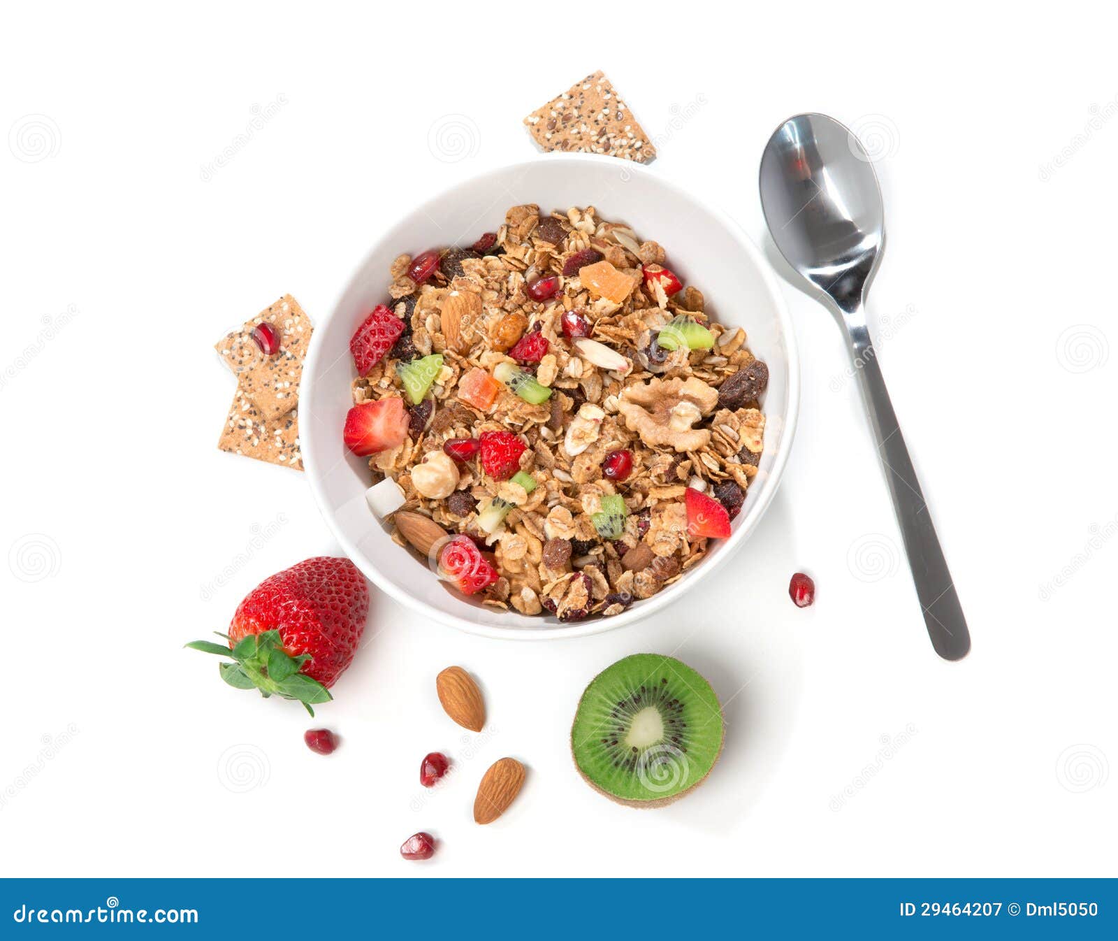 Muesli Cereals Bowl and Spoon Stock Image - Image of bran, organic ...