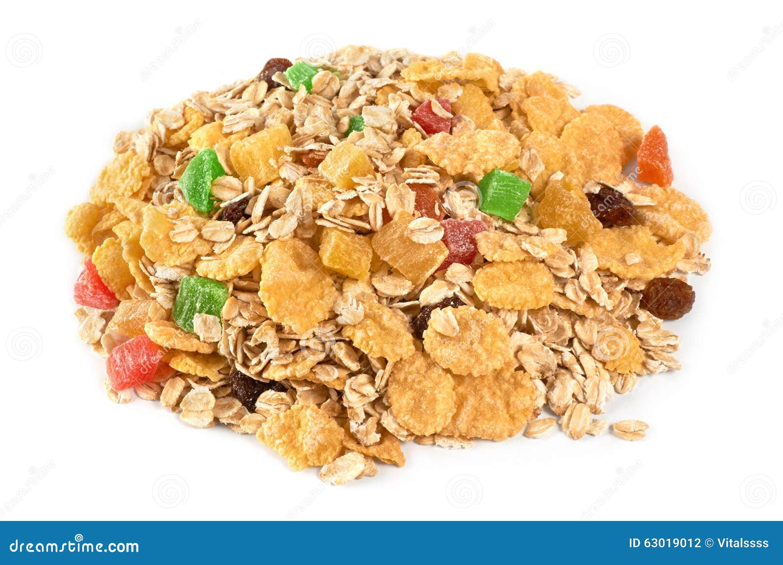 Muesli with Dried Fruit and Candied Fruit on a White Background. Stock ...